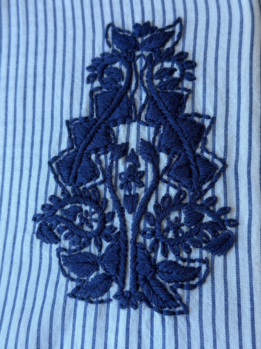 Harborview Stripe Blouse with Hand Embroidery – Genhappy